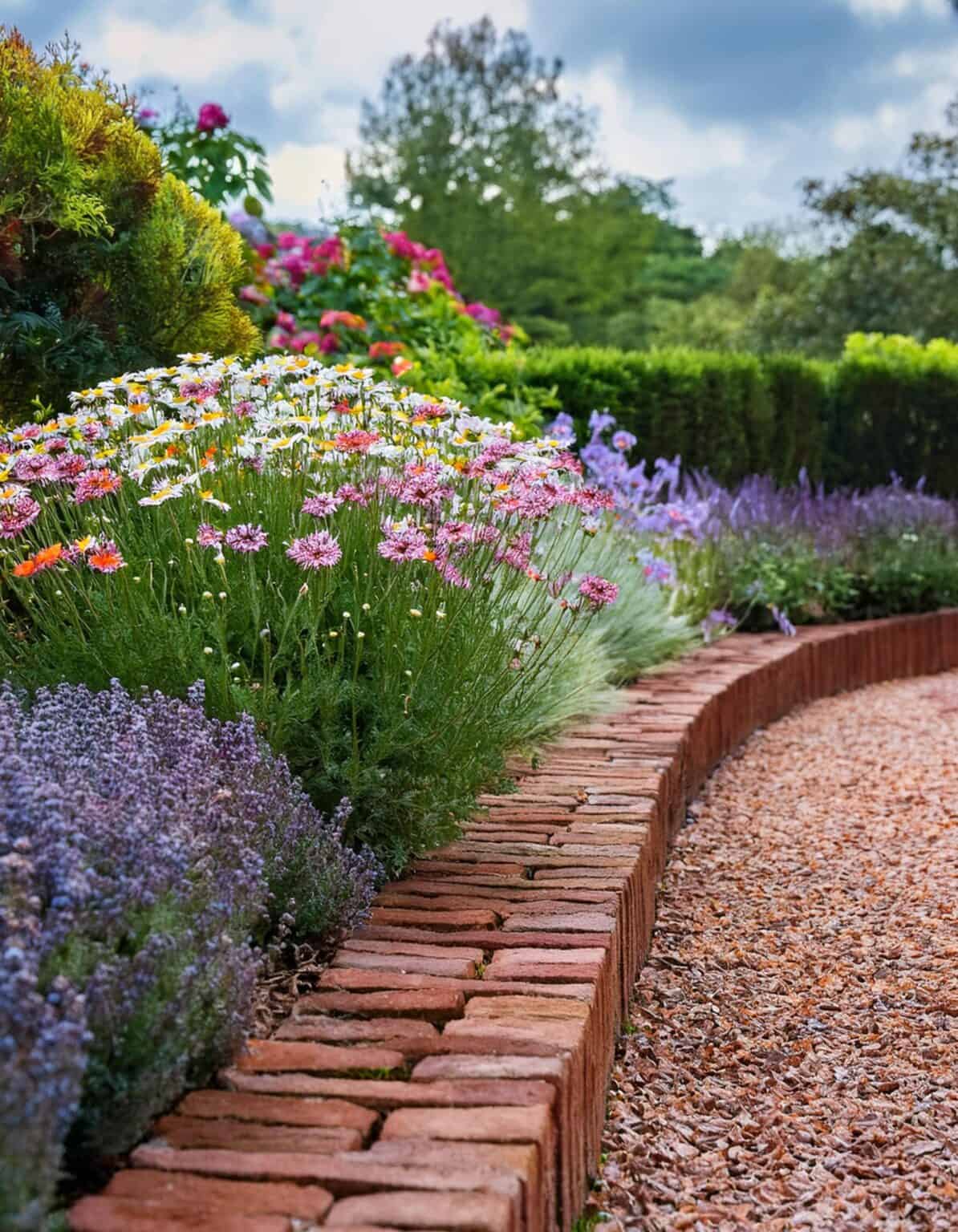 17 Brick Garden Edging Ideas to Frame Your Cottage Garden Flowers ...