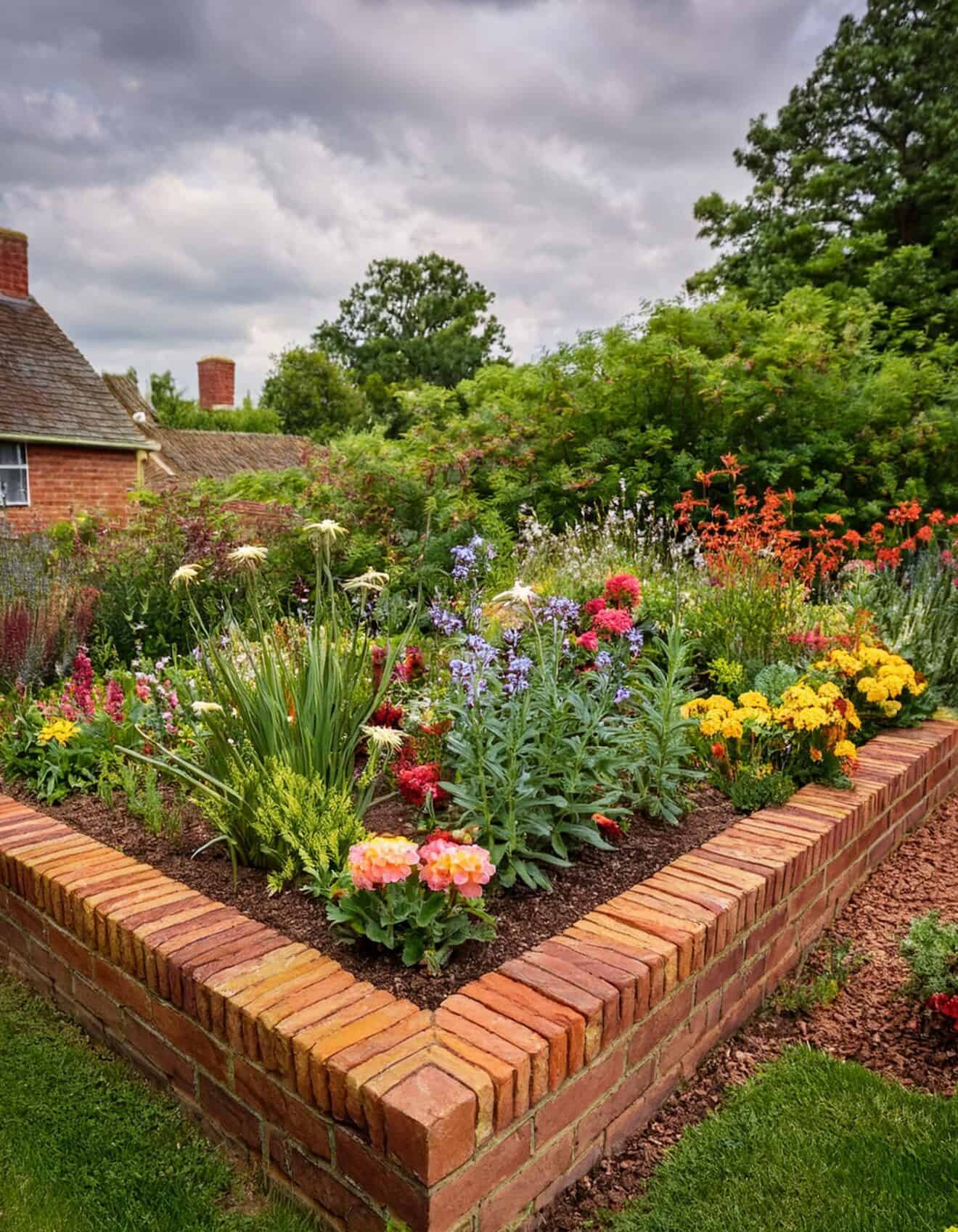 17 Brick Garden Edging Ideas to Frame Your Cottage Garden Flowers ...
