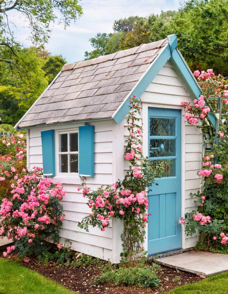 11 Cottage Garden She Sheds with Pairing Plants | Bigger Garden
