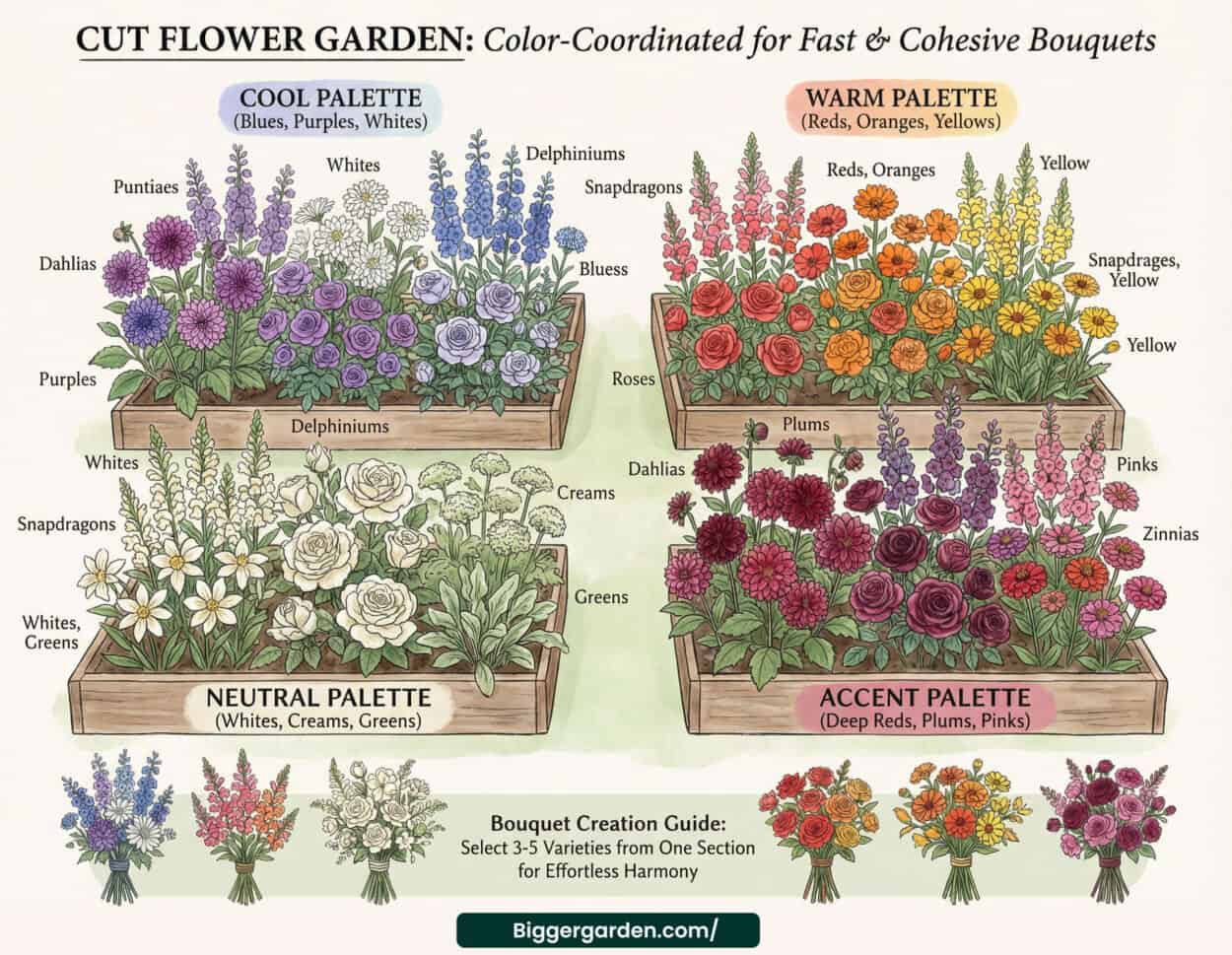 7 Layout Ideas for Your Cut Flower Garden (Infographic Guided) | Bigger ...